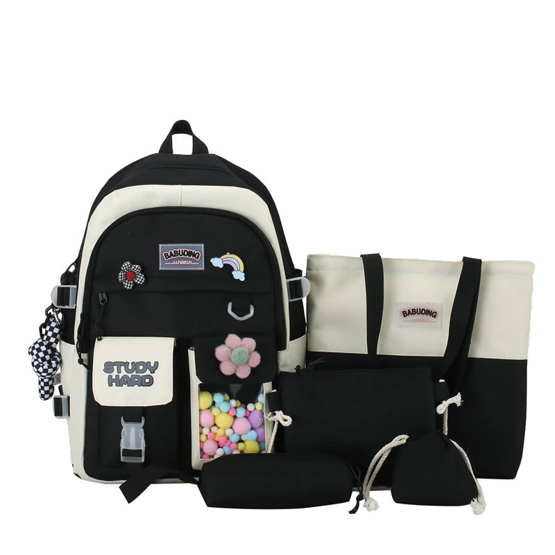 Fashion 5 Pcs Set School Bag Large-capacity Student Backpack Kids ...