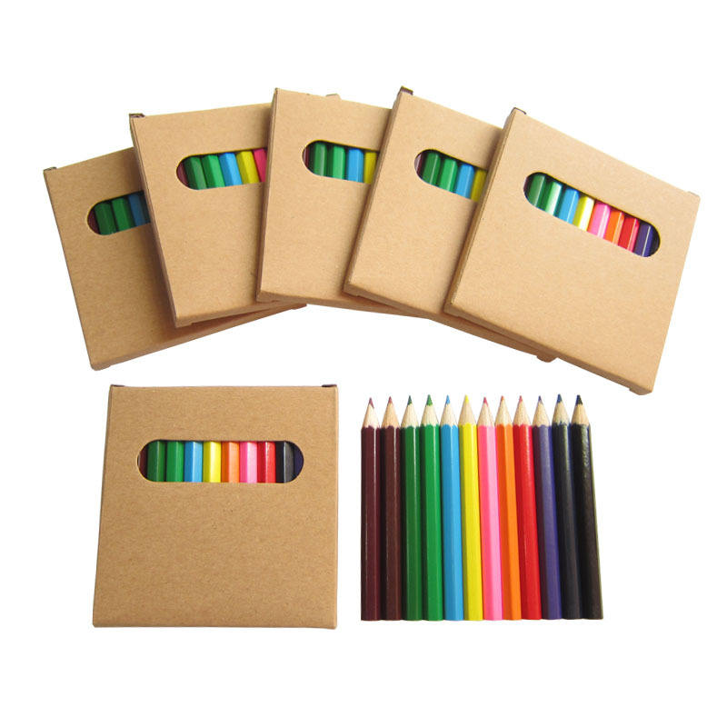 Custom Rainbow Color Hexagon Mini Colored Pencil Set with Kraft Paper ...